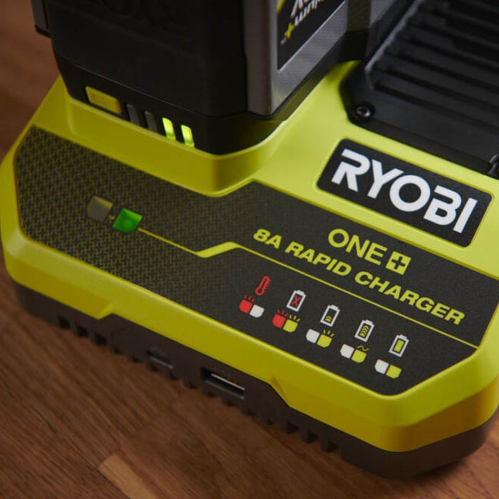 Ryobi RC18180 Rapid Charger 18V / 8.0Amp, With USB-C and USB-A Charging ...