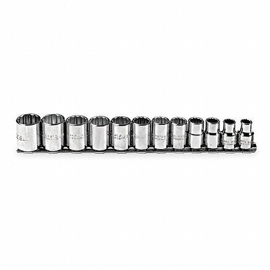 Proto J52216 Socket Set Socket Size Range 8 mm to 19 mm Hand Drive Size 3 8 in Metric 12 Point